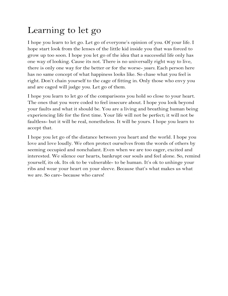 Learning to Let Go: A Guide to Self-Acceptance