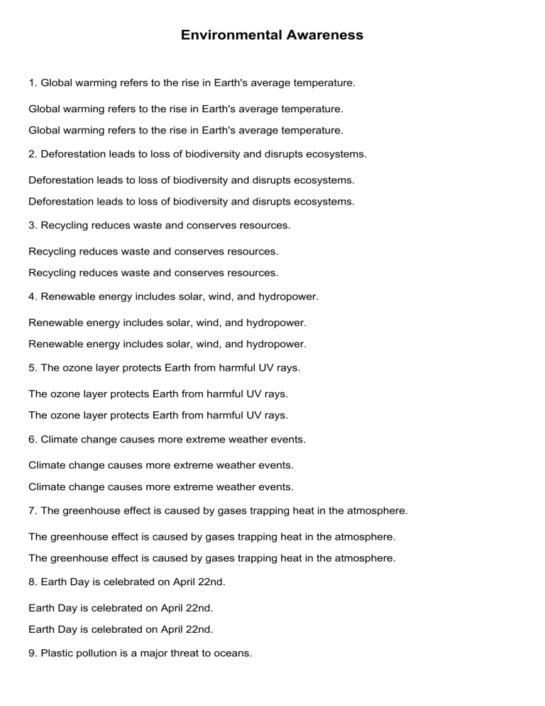 Environmental Awareness: Key Facts & Issues