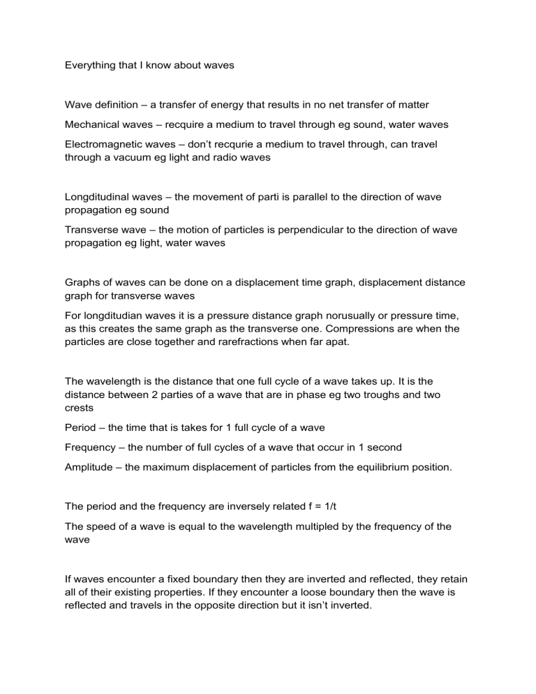 Wave Properties and Behaviors: Physics Notes