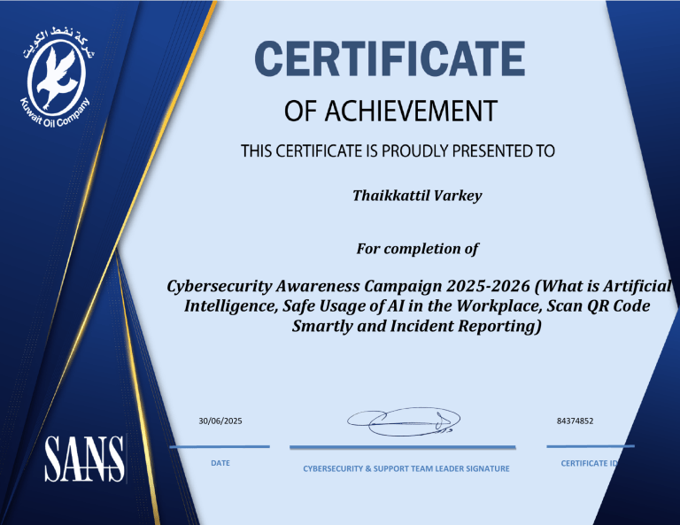 Cybersecurity Awareness Certificate: AI & Incident Reporting
