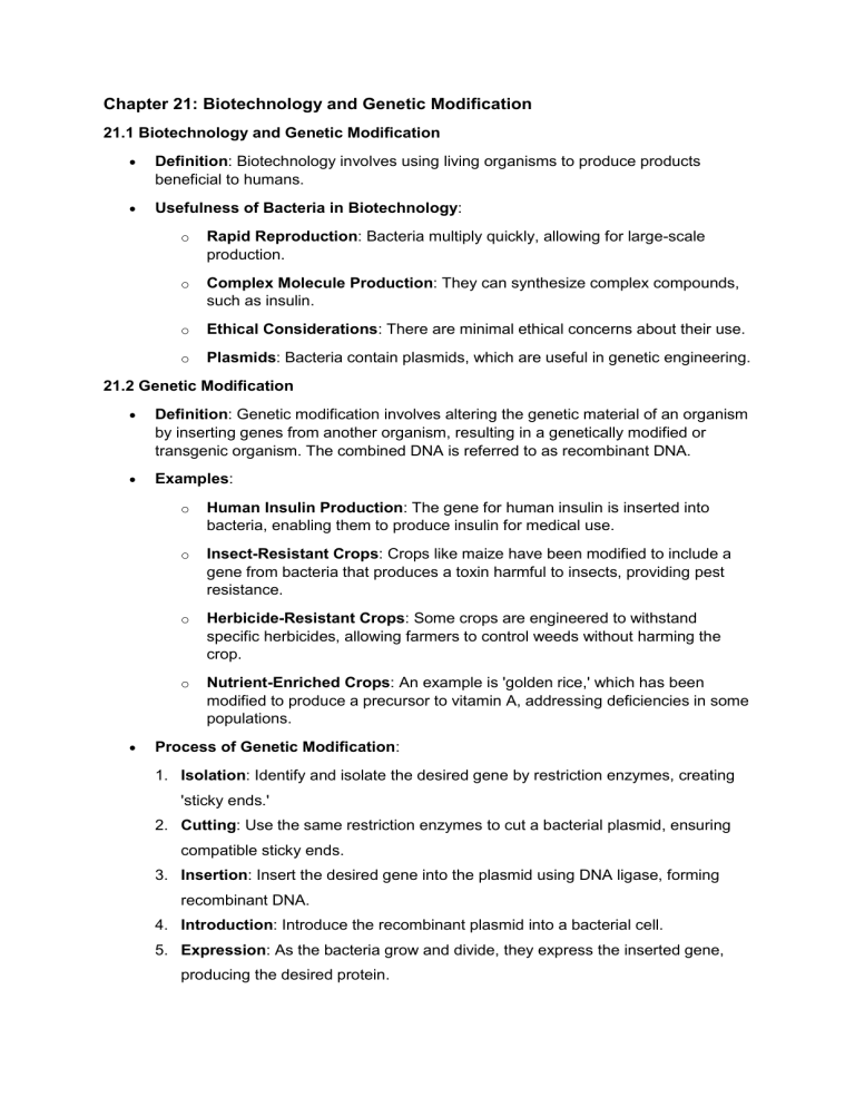 Biology: Biotechnology, Genetics, and Human Impact