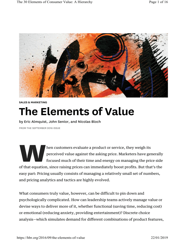 30 Elements of Consumer Value: A Hierarchy | HBR