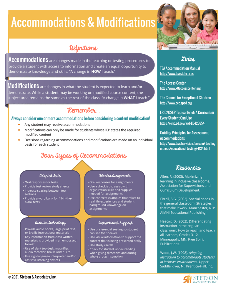 IEP Accommodations & Modifications Guide for Educators