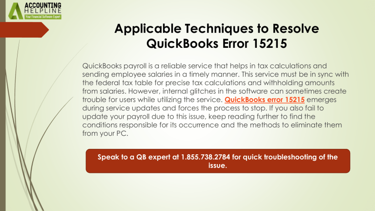 Fix QuickBooks Error 15215: Payroll Update Solutions