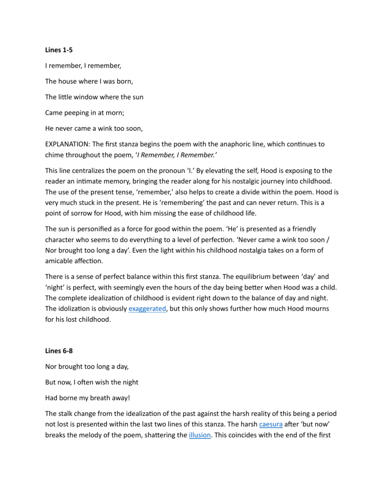 Literary Analysis: "I Remember" & "Night Mail" Poems