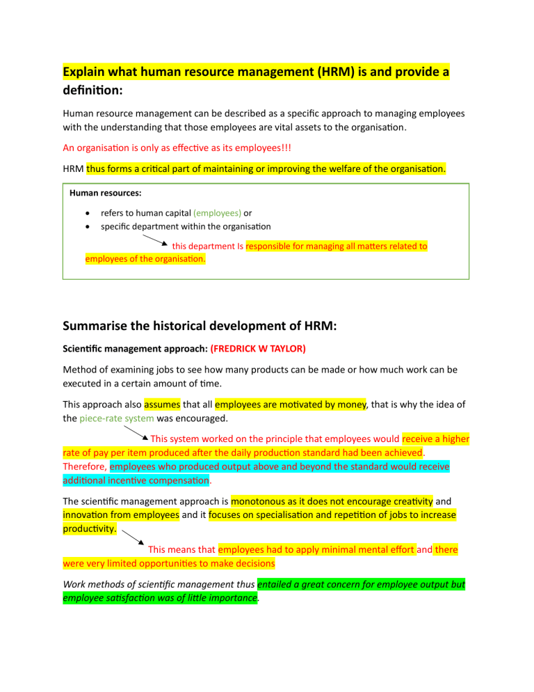 Human Resource Management (HRM) Overview