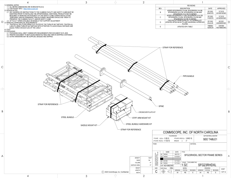 SFG23RHDXL Sector Frame Series Engineering Drawing