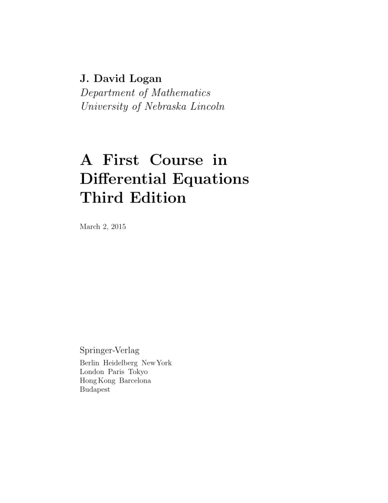 Differential Equations Textbook: First Course, Third Edition