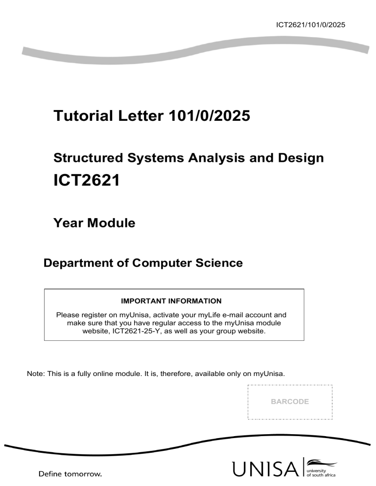 ICT2621: Structured Systems Analysis & Design - Unisa