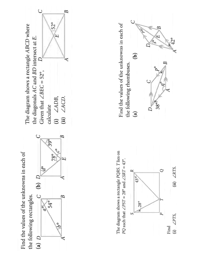Geometry Worksheet: Rectangles & Rhombuses