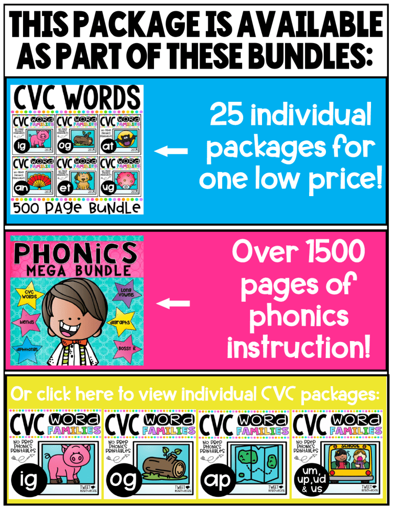 CVC 'at' Word Family Worksheets for Early Readers