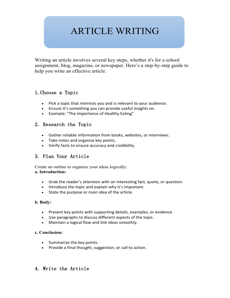 Article Writing Guide: Steps to Effective Writing