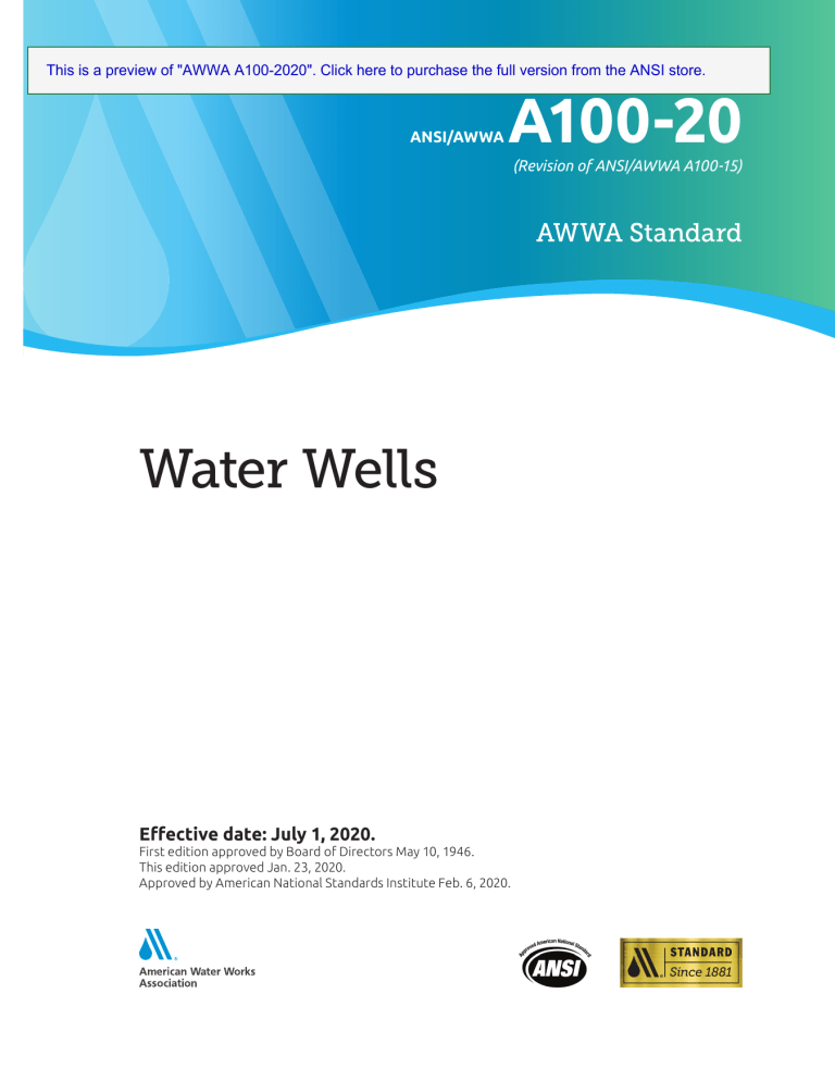 AWWA A100-2020: Water Well Standard