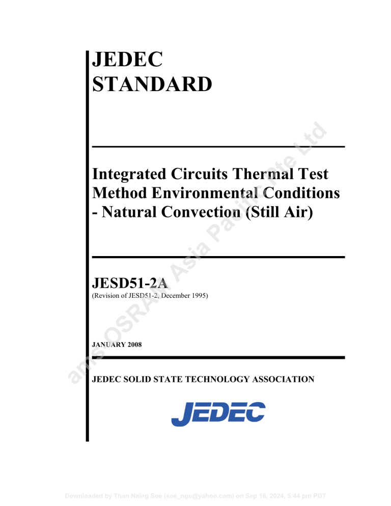JEDEC Thermal Test Standard: Natural Convection