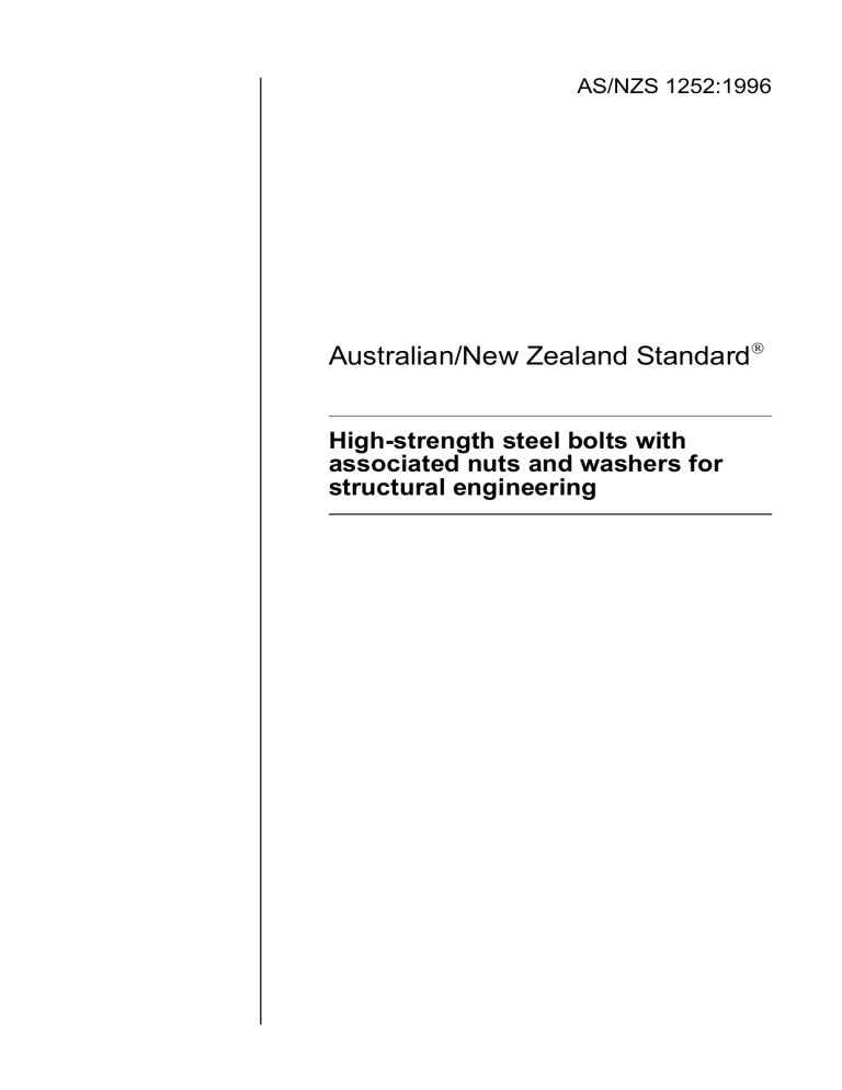 AS/NZS 1252:1996 Standard: High-Strength Steel Bolts for Structural ...