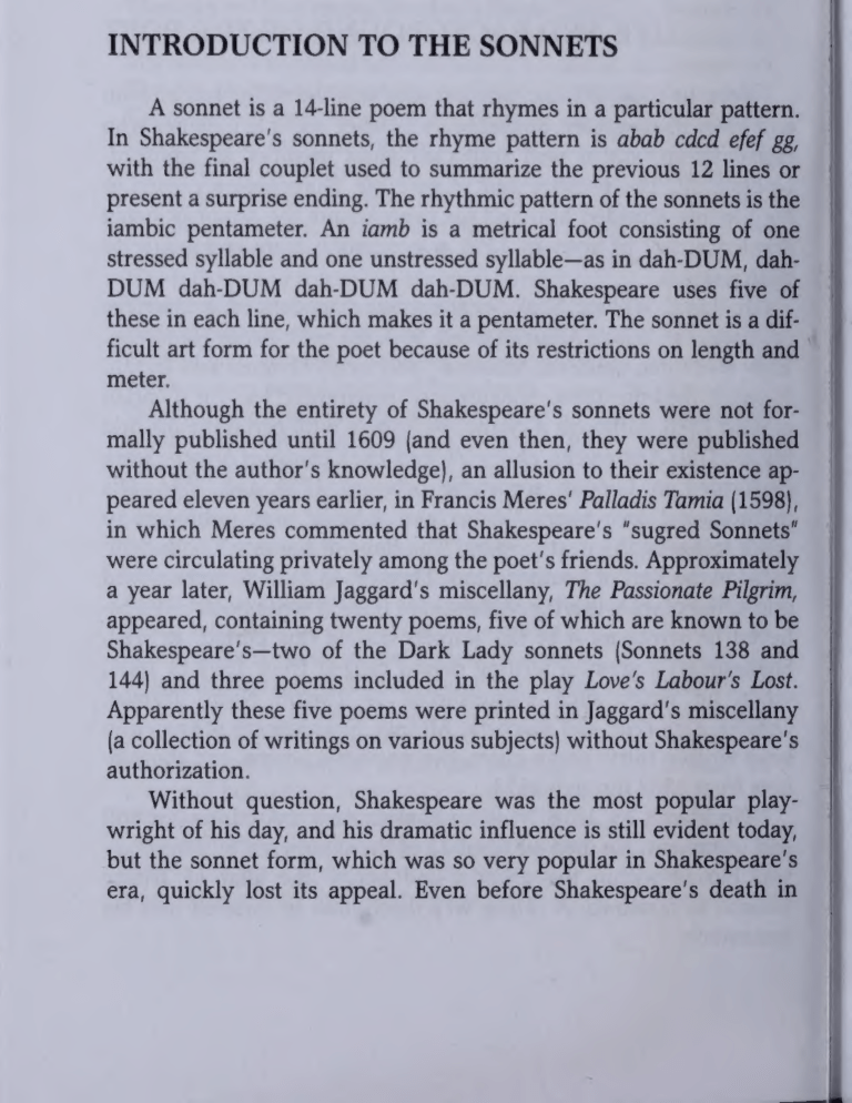 Shakespeare's Sonnets: An Introduction to Form and Themes