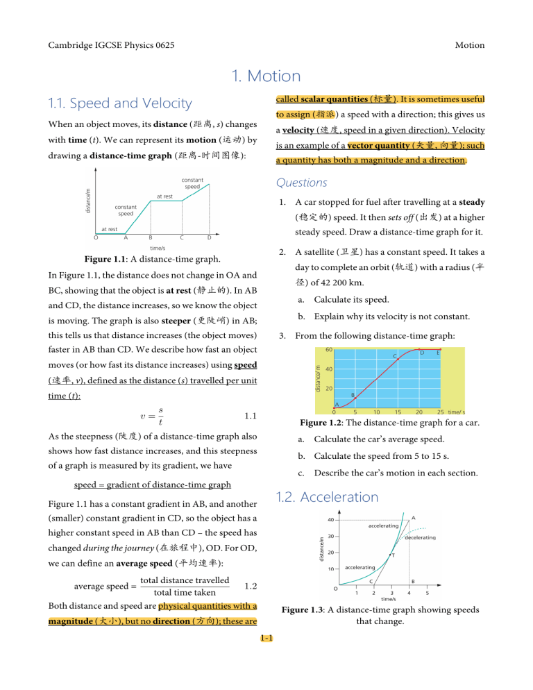 IGCSE Physics: Motion - Speed, Velocity, Acceleration