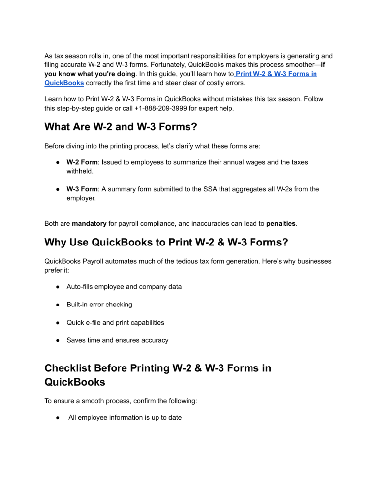 Print W-2 & W-3 Forms in QuickBooks: A Step-by-Step Guide