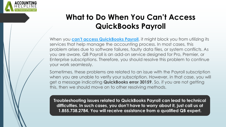QuickBooks Payroll Access: Troubleshooting Guide