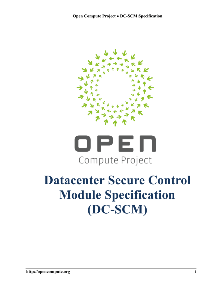 DC-SCM Specification: Datacenter Secure Control Module Design Guide