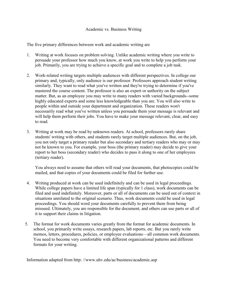 Academic vs. Business Writing: 5 Key Differences