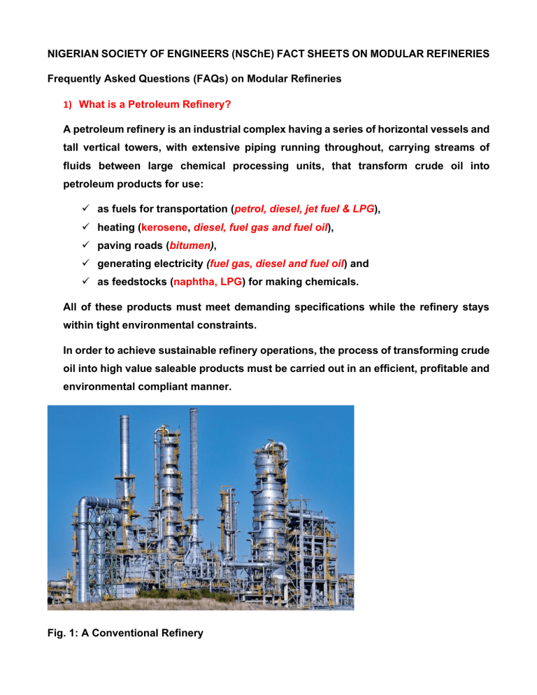 Modular Refineries: FAQs by Nigerian Engineers