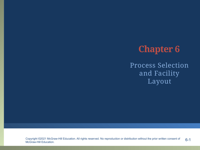 Process Selection & Facility Layout: Operations Management Chapter 6