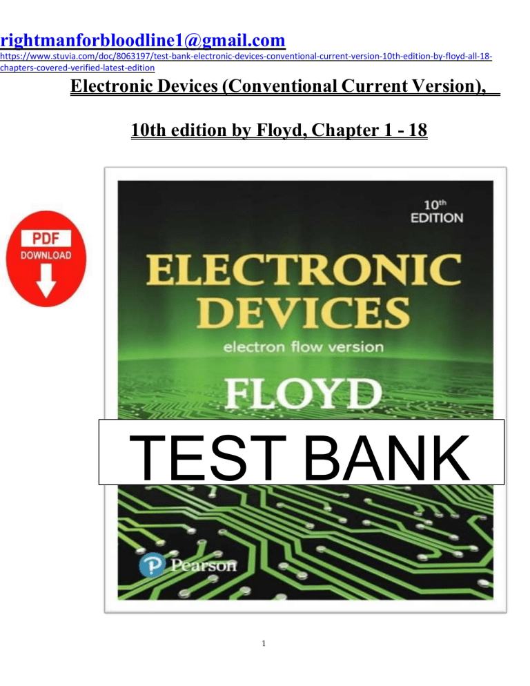 Electronic Devices Test Bank, Floyd 10th Edition