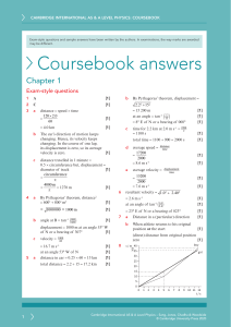 Physics Coursebook Answers: AS & A Level Kinematics