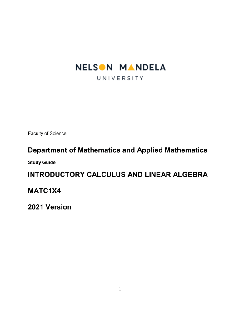 Calculus & Linear Algebra Study Guide - MATC1X4