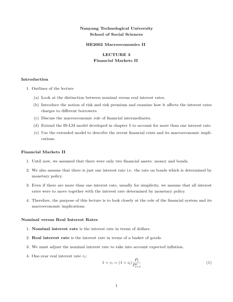 Macroeconomics: Financial Markets & Interest Rates