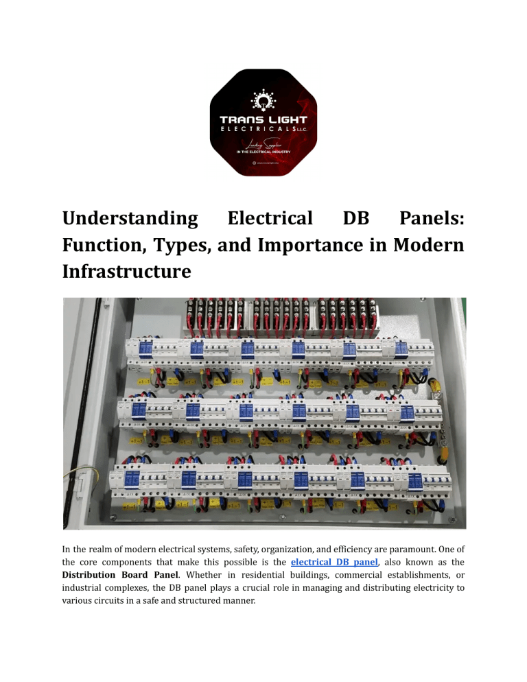 Electrical DB Panels: Function, Types, & Importance