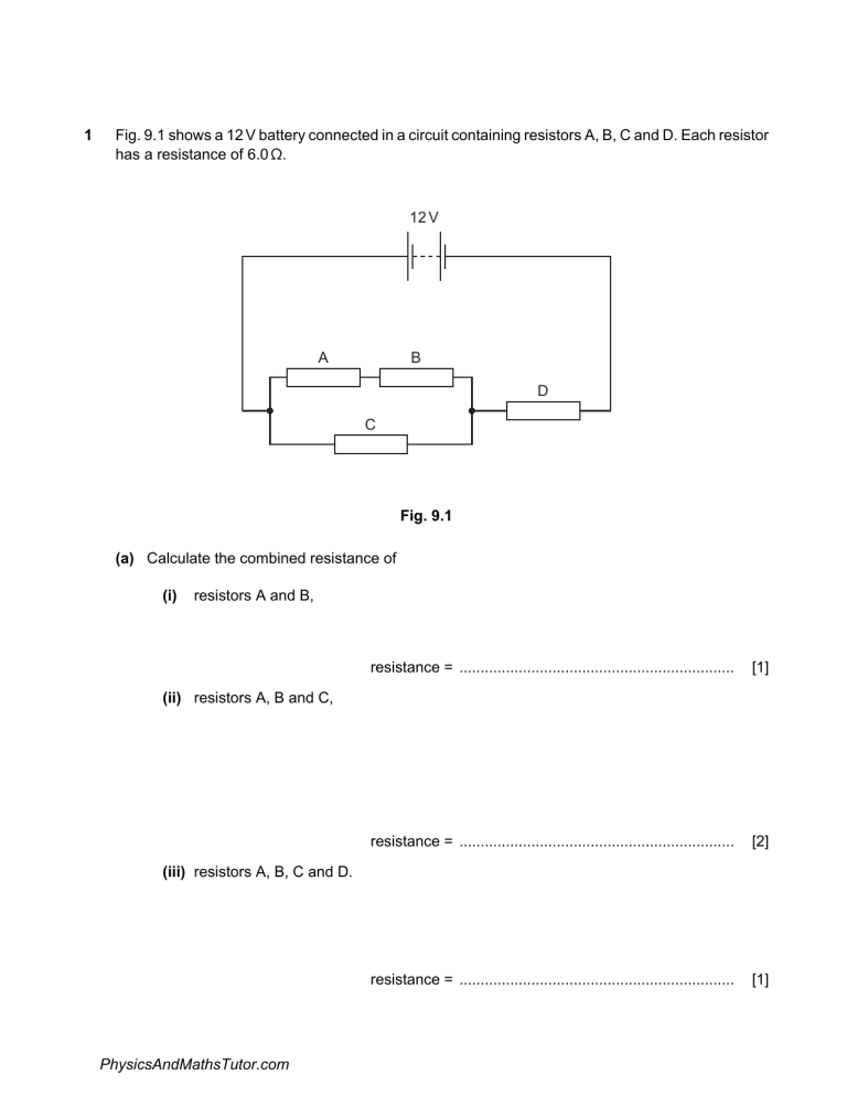 Electrical Circuits Worksheet: Resistors, Current, Energy