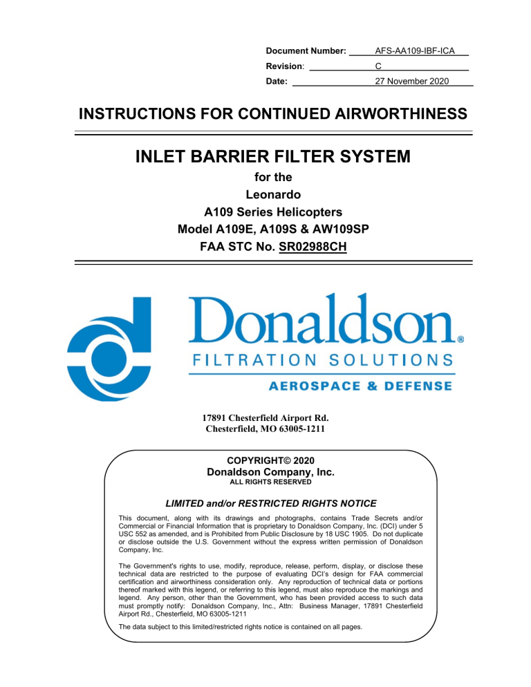 A109 IBF System Airworthiness Instructions
