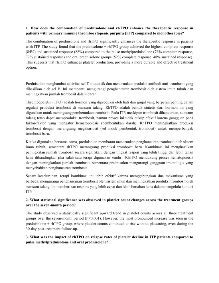 Prednisolone & rhTPO in ITP Treatment: A Study