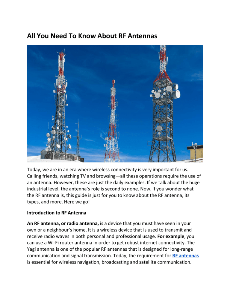 RF Antennas: Types, Parameters & Characteristics Explained
