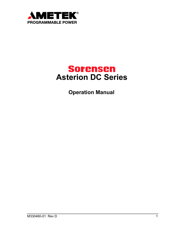 Asterion DC Series Operation Manual