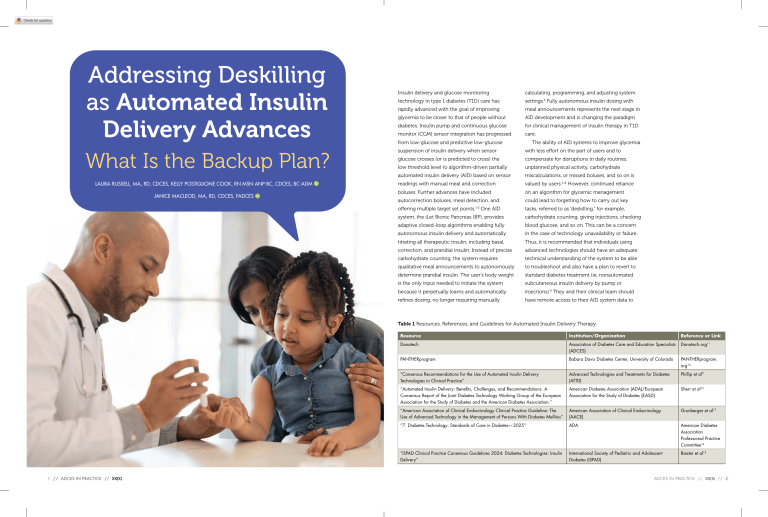 Deskilling in Automated Insulin Delivery: Backup Plans