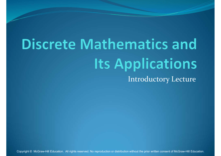 Discrete Mathematics: An Introductory Lecture