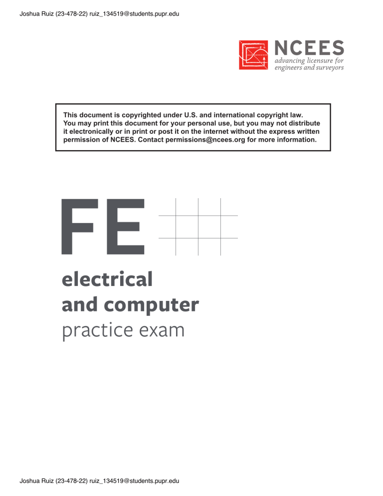 FE Electrical and Computer Practice Exam 2020 - NCEES Study Guide