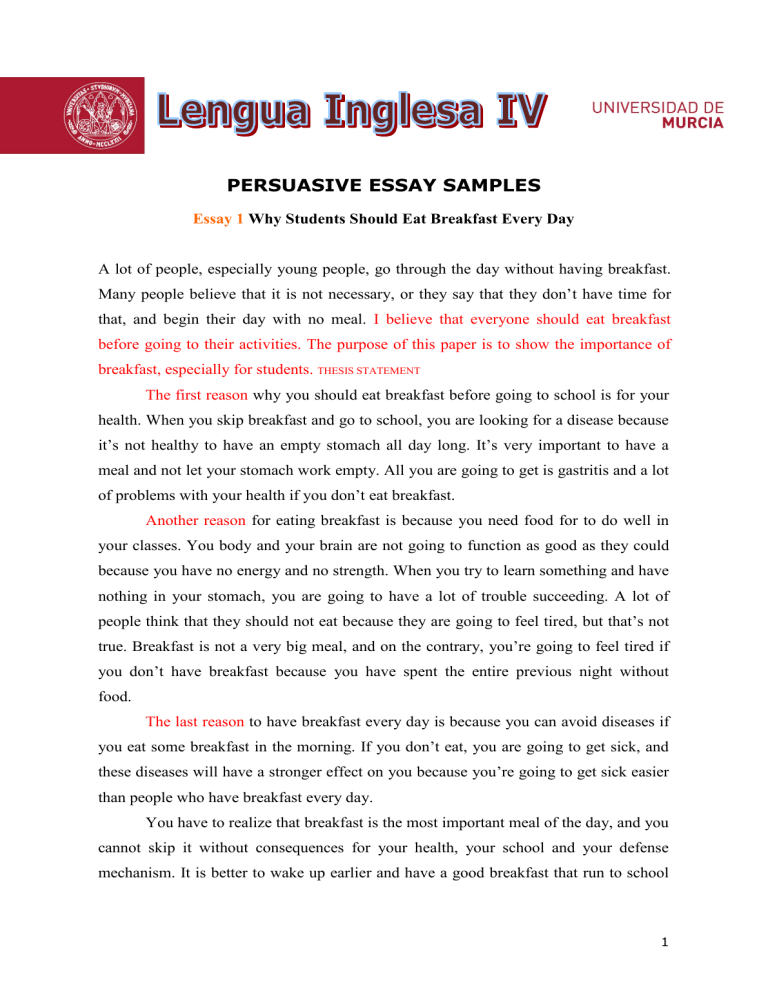 Persuasive Essay Samples for Students | English Writing Guide
