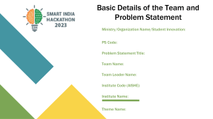 Smart India Hackathon 2023 Team Details Presentation