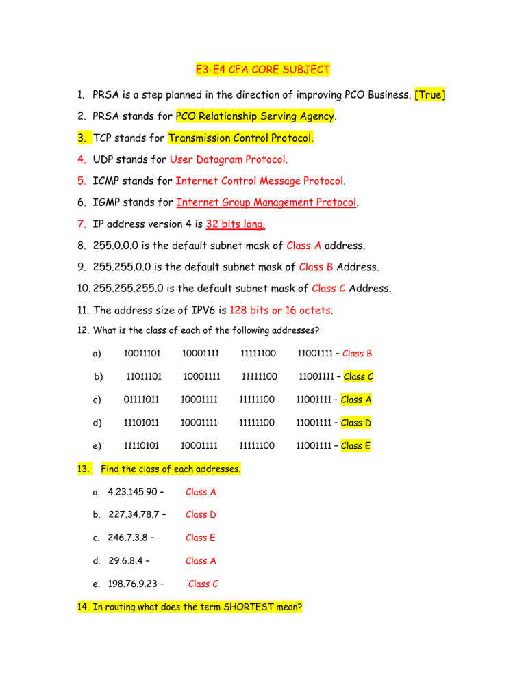 Networking Exam Questions and Answers: IP Addressing & TCP/IP