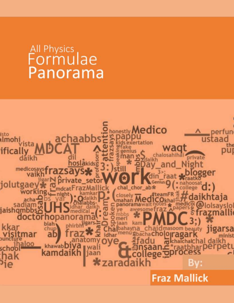 Physics Formulae Panorama: MDCAT Prep Sheet