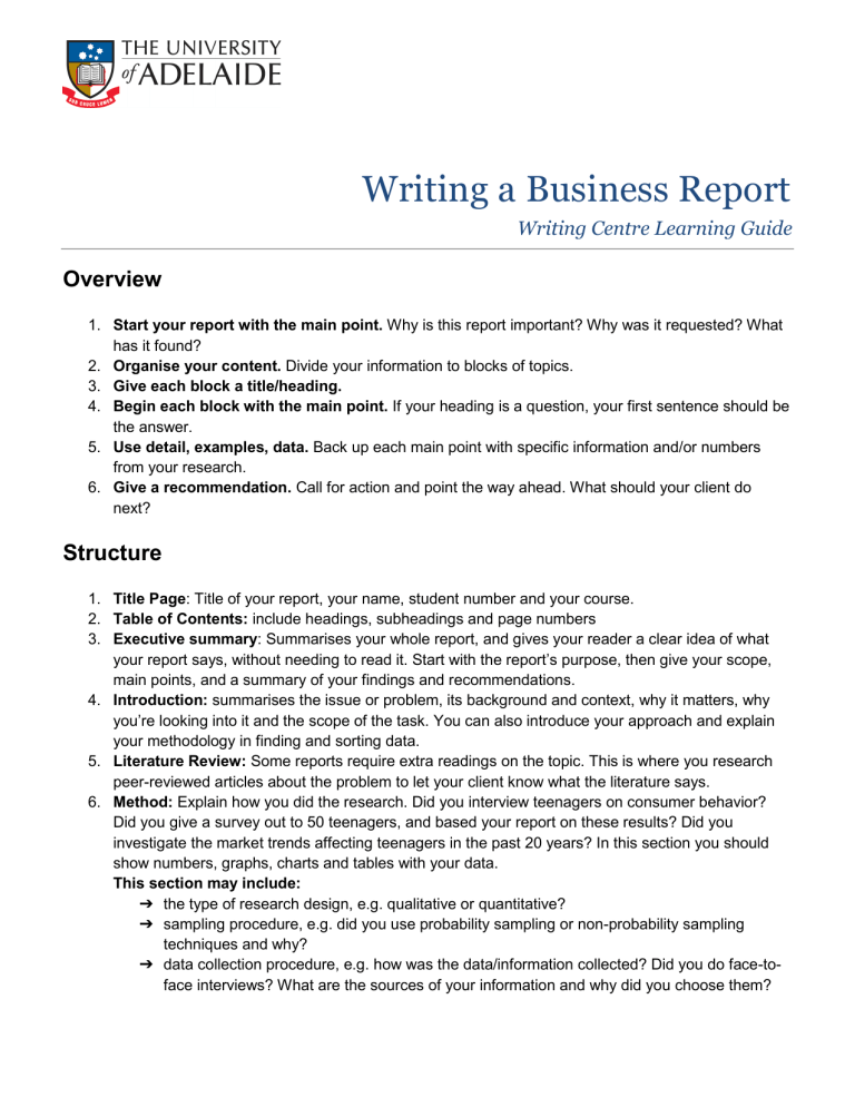 Business Report Writing Guide