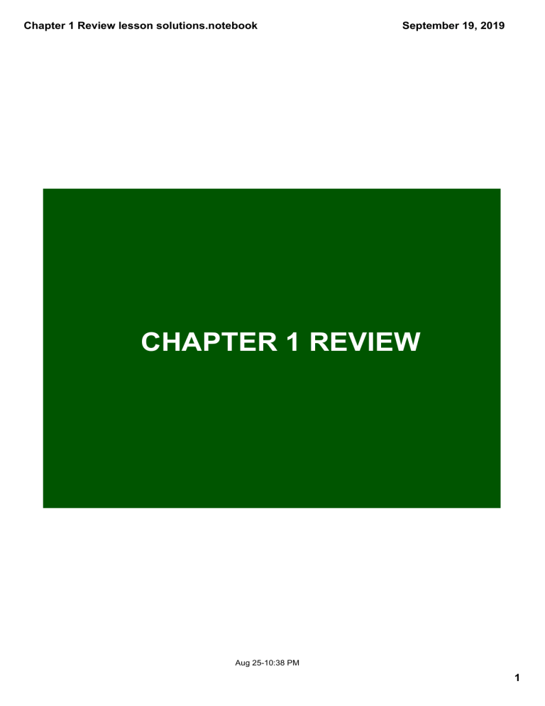 Chapter 1 Review Lesson Solutions