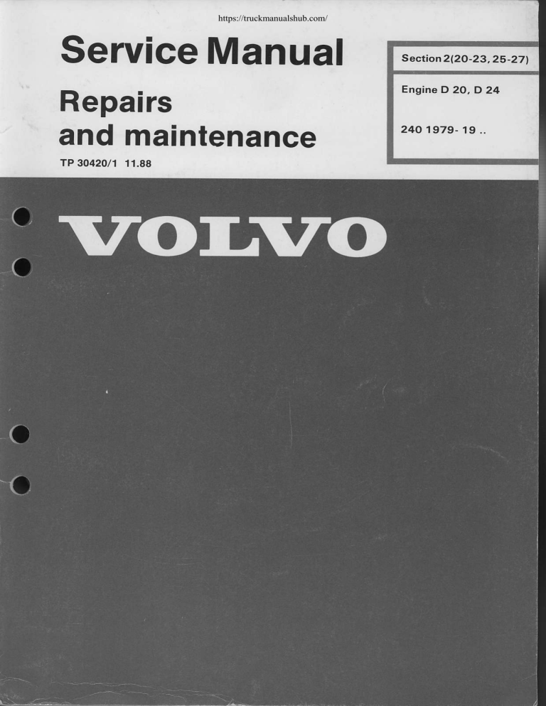Volvo D20, D24 Engine Service Manual