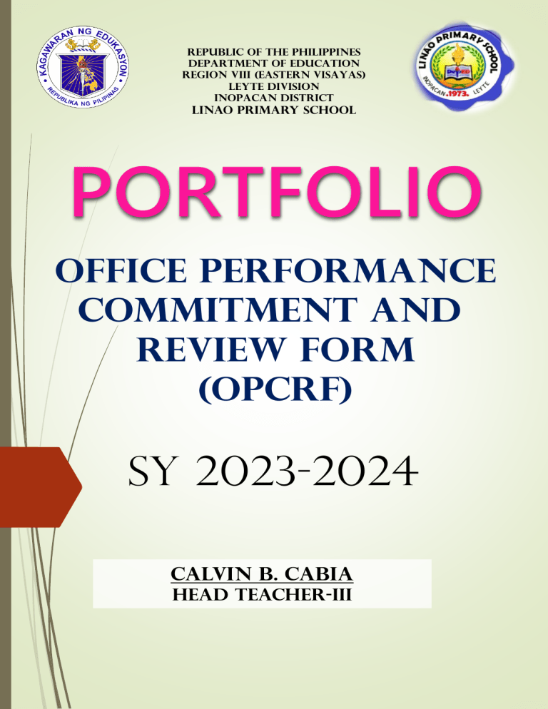 OPCRF: School Performance Review Form SY 2023-2024