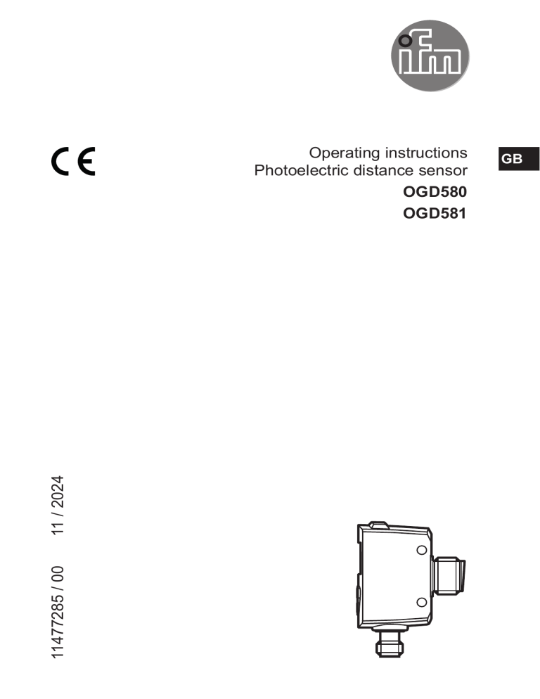 OGD580/OGD581 Photoelectric Distance Sensor Operating Instructions