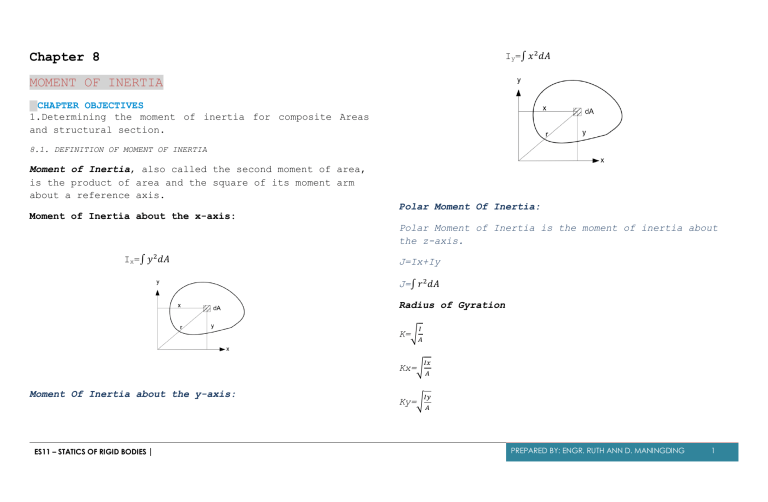 Moment of Inertia: Statics of Rigid Bodies